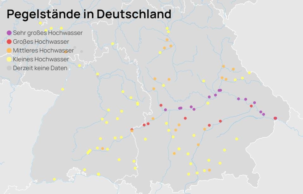 Interaktive Karte: Die Pegelstände in der Region im Überblick