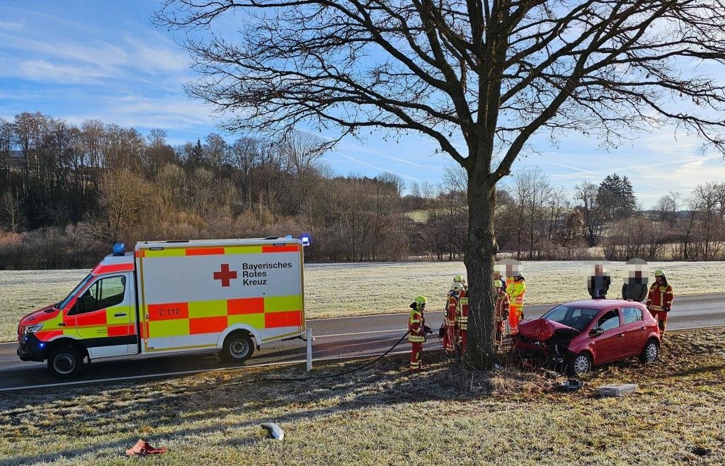 Frau (67) kracht mit Auto bei Waging frontal gegen Baum